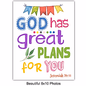 Bible Verse Wall Art - Scripture Wall Art - Christian Wall Art for Kids, Boys, Girls Bedroom - Religious Gifts for Kids - Aesthetic Wall Collage Kit - God Wall Decor - Positive Inspirational Quotes