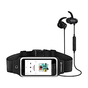 HyperGear [2X Complete Pairs] Sports WaistBand Phone Holder+Wireless Earphone [Gym,Hiking,Walking] Compatible for iPhones + Most Cellular Phone Brands