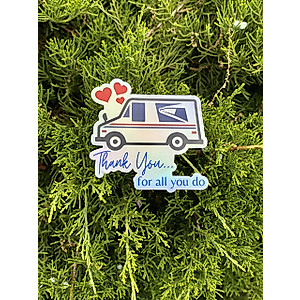 Thank You Postal Holographic Sign Waterproof Vinyl Sticker Decal for Mailbox Quality Mailman Post Box UV Laminated Thanks Mail Truck Carrier Appreciation USPS Used for Laptop, Letter Seal, Outdoor