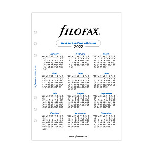 Filofax A5 week on one page with notes 2022 diary refill