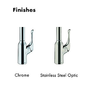 hansgrohe Allegro N Stainless Steel Bar Kitchen Faucet, Kitchen Faucets with Pull Down Sprayer, Faucet for Kitchen Sink, Stainless Steel Optic 71844801