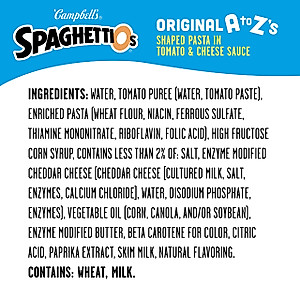 SpaghettiOs Original A to Z's Canned Pasta, Healthy Snack for Kids and Adults, 15.8 OZ Can (Pack of 12)