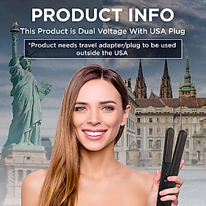 Herstyler Superstyler Onyx Ceramic Flat Iron, Ceramic Hair Straightener With Adjustable Temperature, Travel-friendly Dual Voltage Flat Iron