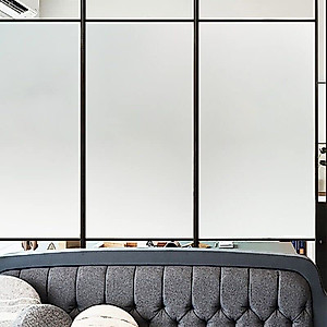 Window Privacy Film 17.7'' x 118'' Frosted Window Glass Film One Way Privacy Window Film Static Guard Window Tinting Film for Home Non-Adhesive Bathroom Door Covering Heat Blocker Sticker, Pure