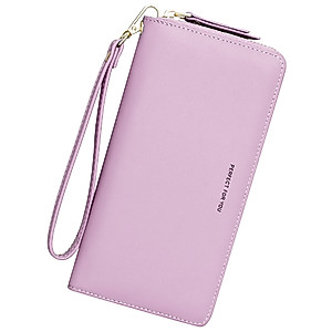 Badiya Womens Wallet RFID Blocking Credit Card Holder Large Capacity Leather Zip Around Wallets Clutch Wristlet