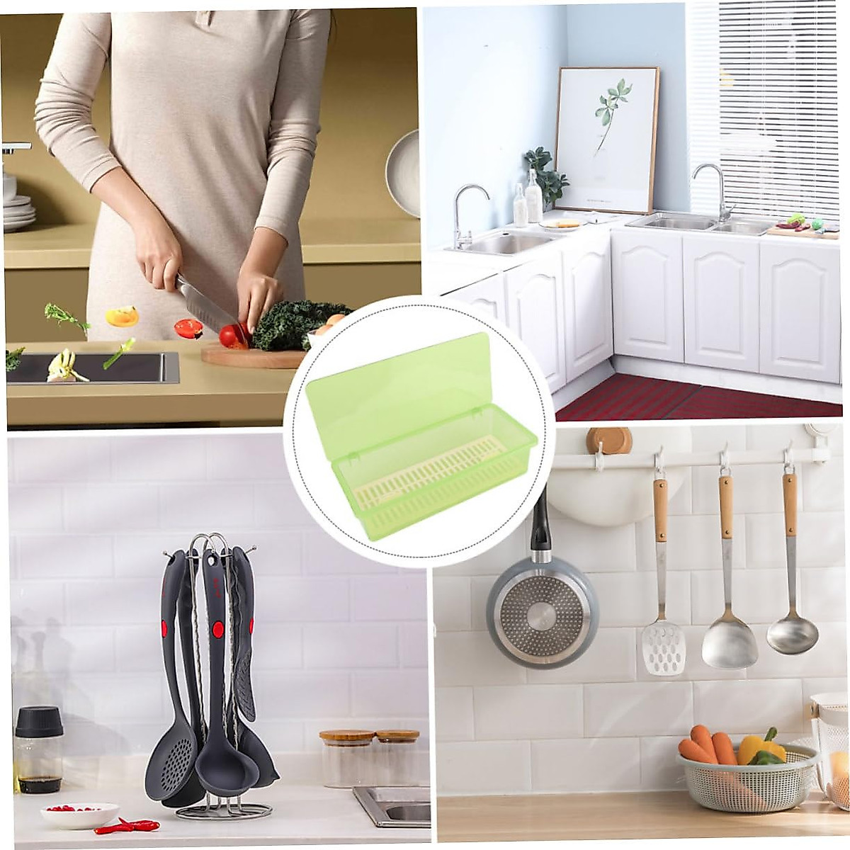 DOITOOL Flatware Tray with Lid and Drainer, Tableware Utensil and Cutlery Drawer Organizer with Lid Covered Silverware Tray to Keeps Your Cutlery Organized and Protected ( Brown )