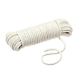 Amazon Basics Natural Cotton Braided Rope, All-Purpose, Clothesline, 3/16 Inch x 50 Foot (4.5mm x 15m), Off White