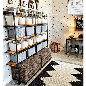 (77"Tall,14"Deep,3pcs) Industrial Retro Wall Mount Iron Pipe Shelf,DIY Open Bookshelf,Hung Bracket,Home Improvement Kitchen Shelves,Tool Utility Shelves, Office Shelves, pipe shelving