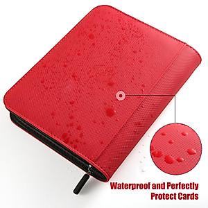 Pemocyny Trading Card Binder with Sleeves, Red, 288 Card Storage Capacity, Durable and Waterproof