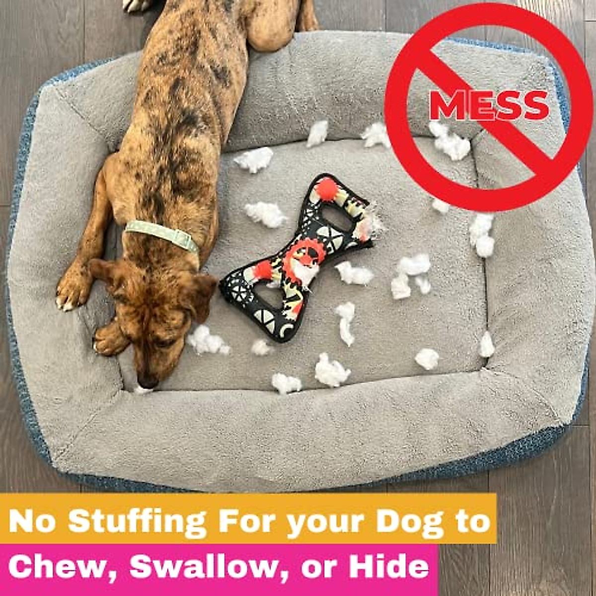 THE PET BUDS No Stuffing Dog Toy Set - 5 Pack Bundle - No Dangerous Stuffing to Chew or Swallow - 2 Squeakers Each - Big Dog Plush Toys for Small, Medium and Large Dogs - Cute Durable Squeaky Dog Toy