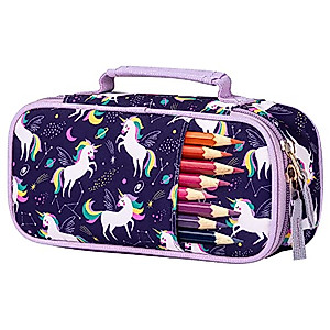 Choco Mocha Pencil Case for Girls Pencil Box for Girls Pencil Pouch for Girls Unicorn Pencil Case for Kids Pencil Bag for School Kindergarten Preschool Zipper Organizer Soft Cute Small Gift Purple