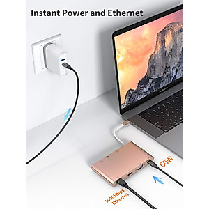 USB C Hub Multiport Adapter, CableCreation 10 in 1 Portable Dongle with 4K HDMI, VGA, RJ45 Ethernet, 3 USB 3.0, TF/SD Card Slot, 3.5mm Audio and USB C 60W PD for MacBook Pro/Air 2020, iPad Pro 2021