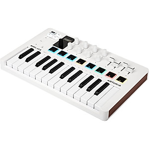 Arturia MiniLab 3 MIDI Keyboard Controller Bundle with Deluxe Sustain Pedal, USB Cable & Liquid Audio Polishing Cloth - 25 Key MIDI Keyboard for Recording Studio Equipment, Software Included (WHITE)