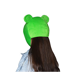 Soarsue Cute Plush Frog Hat Cap for Halloween Costume Cosplay Party (green)