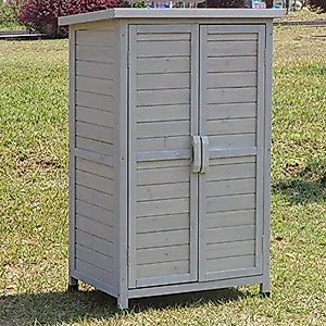 Garden Storage Cabinet, Door Balcony Storage Cabinet Outdoor Shoe Cabinet Storage Cabinet Garden Tool Box Sunscreen Cabinet (Color : Grey, Size : 79.5 * 55 * 115cm)