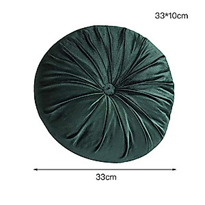 TRRAPLE Round Throw Pillows, Pumpkin Velvet Cushion Pleated Round Pillow Home Decorative for Sofa Bed Living Room Office Chair Couch