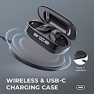 TELNP Wireless Earbuds Bluetooth Headphones 58Hrs Playtime Wireless Ear Buds with Earhooks Over Ear Earphones LED Display Charging Case Headphones for Sport Running Workout
