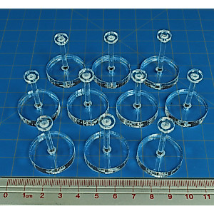 LITKO 27mm Circular Flight Stand Kit | Compatible with Star Wars: Legion | Miniatures | 6mm Clear Acrylic Base with 1.25 inch Peg | 10 Pack