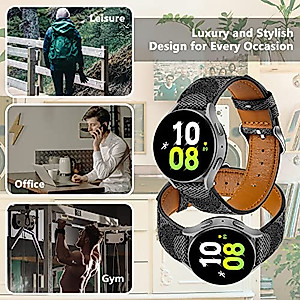 Leather Bands Compatible with Samsung Galaxy Watch 5/4 40mm 44mm/Watch 5 Pro 45mm/Watch 4 Classic 42mm 46mm, 20mm Luxury Retro Leather Straps for Galaxy Active 2 40mm 44mm/Watch 3 41mm Women Men