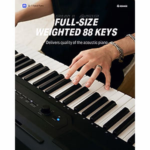 Donner SE-1 88 Key Digital Piano with Graded Hammer Action Weighted Keys, Record, Bluetooth, 4 Reverb, LCD Screen, MIDI IN/OUT, 88 Key Weighted Keyboard Piano Bundle with Stand, Headphone, Three Pedal