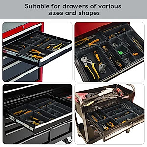 56-Pack Anti-slip Tool Box Organizer, Tool Drawer Organizers with 96pcs Non-slip Pads for Rolling Tool Drawers, Workbench and Cabinets, Tray Dividers Set for Toolbox Organization and Storage
