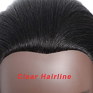Mannequin Head with Human Hair Manikin Head 16"100% Real Hair Mannequin Head Hairdresser Training Head Cosmetology Manikin Practice Training Head Doll Head with Free Stand (B16)