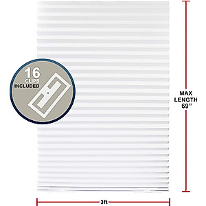 Mirrotek Pleated Window Paper Shades Light Filtering Blinds White 36" x 69" (Pack of 6 Temporary Blinds),MT1050
