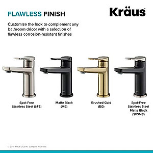 KRAUS Indy Single Handle Basin Bathroom Faucet in Spot Free Stainless Steel, KBF-1401SFS (2-Pack)