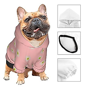 Small Pet Sweaters with Hat Summer-Pink-Daisy Cat Puppy Hoodie Pet Hooded Coat Large