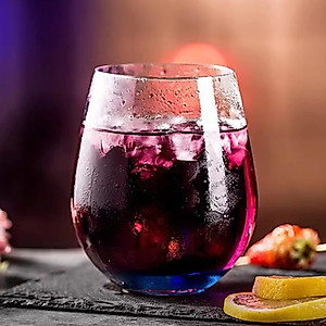 Ufrount Stemless Wine Glasses,Clear Drinking Glass Tumbler,20 OZ Large Modern Wine Glass Cups with Straws,Classic Glassware Set of 8 Ideal for Red Wine,White Wine,Wedding,Birthday or Party