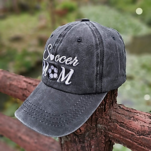 Waldeal Women's Embroidered Soccer Mom Hat Adjustable Vintage Game Day Cap Black