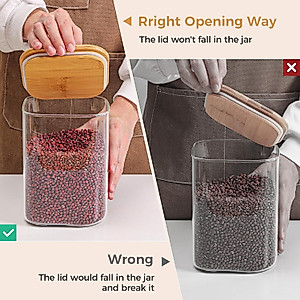 ComSaf 122 oz Glass Food Storage Containers, Cereal Storage Containers with Airtight Lids, Large Square Glass Jars with Bamboo Lids, for Rice, Pasta, Oats, Grains, Coffee Beans