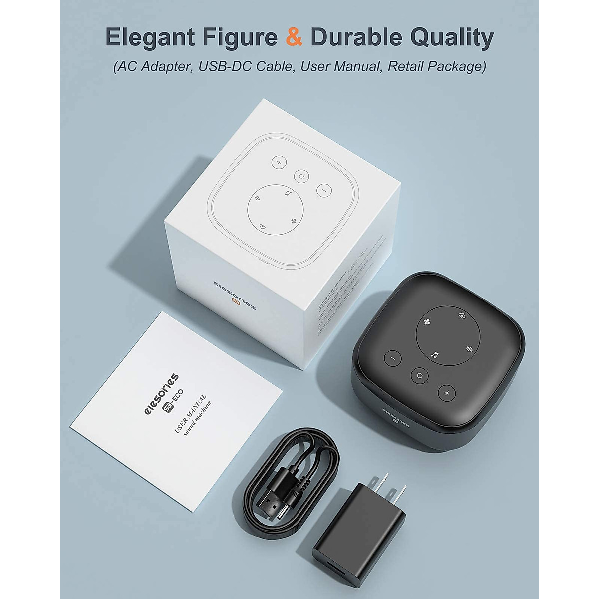 elesories S3 White Noise Machine, Portable Sleep Therapy Sound Machine for Adults Baby Kids Sleeping