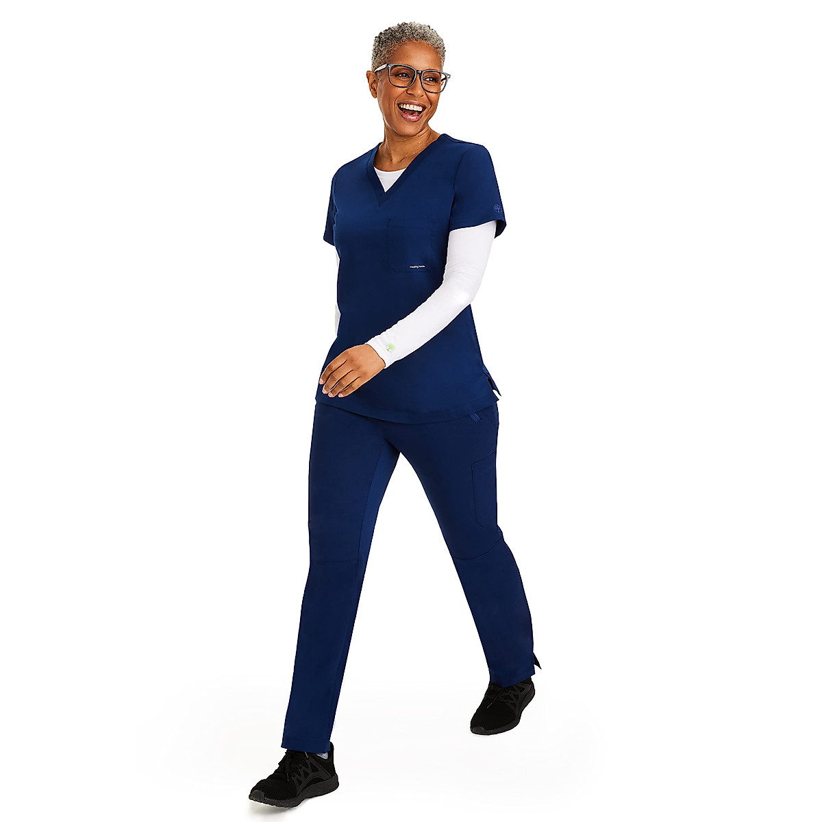 Healing Hands Women's Underscrub Soft Knit Melissa Longsleeve Scrub Tee with Breathable & Easy Care Fabric 5047, XL, White