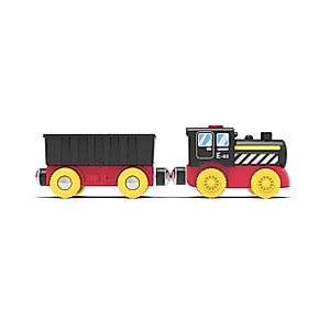 Battery Operated Locomotive Train, Magnetic Train Toy for Wooden Tracks, Motorized Train Compatible with Thomas, Brio, Chuggington, Melissa & Doug