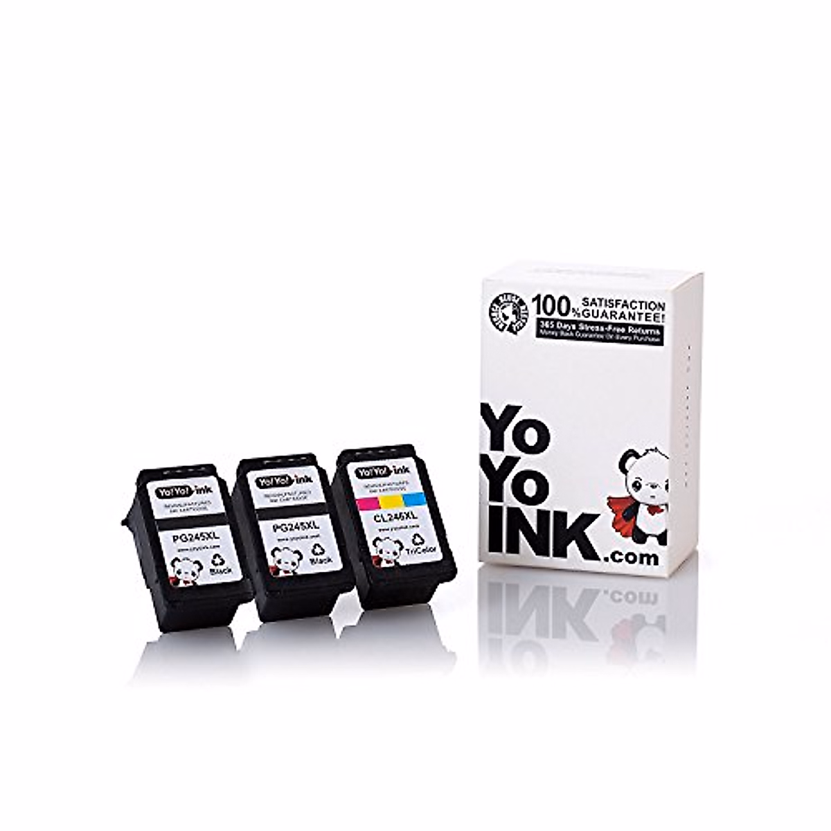 YoYoink Remanufactured Ink Cartridges Replacement for Canon PG245XL CL246XL High Yield (2 Black, 1 Color; 3 Pack) - Compatible with MX490 MX492 MG2920 iP2820