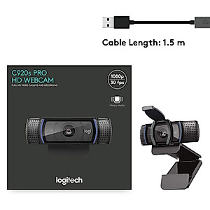 Logitech C920S HD Pro Webcam with Privacy Shutter - Widescreen Video Calling and Recording, 1080p Streaming Camera, Desktop or Laptop Webcam