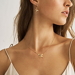 MTMY Gold Pendant Necklace for Women 14K Gold Plated Snake Bee Hummingbird Dove Eagle Animal Necklace Dainty Necklace Simple Delicate Jewelry (butterfly 5)