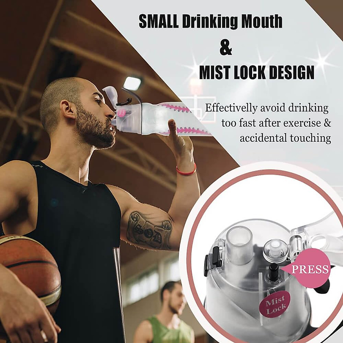 efiLneerG Insulated Sports Water Bottle with Spray Mist and Sip Kids Cool Misting Water Bottles School for Gym Cycling Running Climbing 20 OZ, Leak Proof Squeeze Cold Water Bottle Baseball