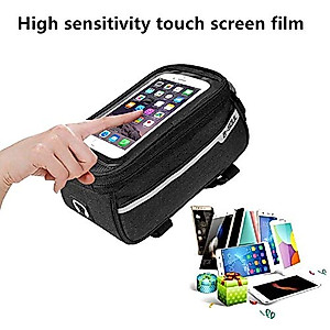 Bike Phone Mount Bag Cycling Bicycle Front Frame Top Tube Handlebar Bag with Touch Screen Holder Case for Samsung Note 20 Ultra S20 Ultra S20 Plus A51 A71 Moto Edge G Plus Power Stylus (black)