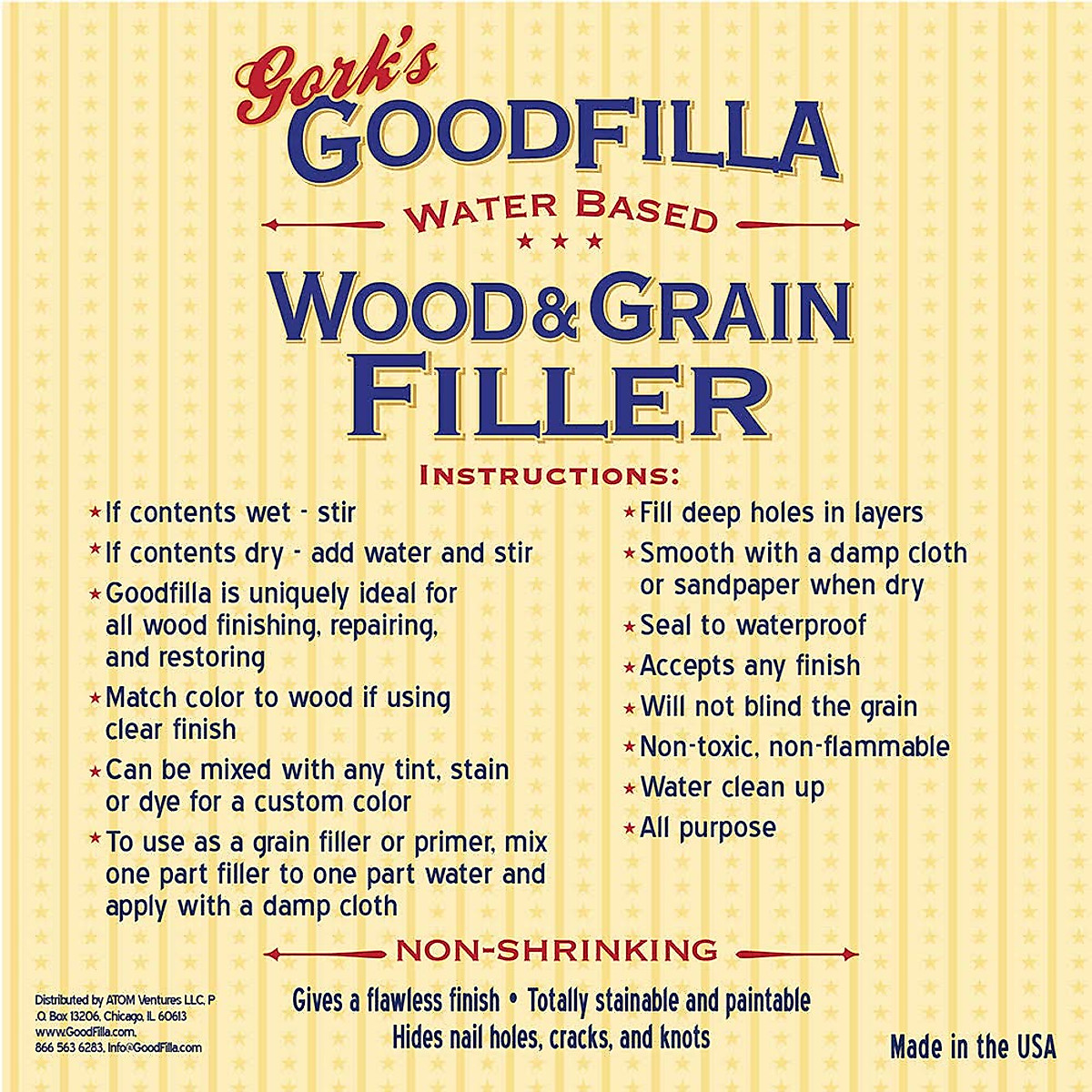 Water-Based Wood & Grain Filler - White - 8 oz By Goodfilla | Replace Every Filler & Putty | Repairs, Finishes & Patches | Paintable, Stainable, Sandable & Quick Drying