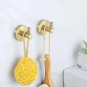 Alise Towel Hook Bathroom Single Robe Hooks Wall Mount Clothes Hook for Bedroom Kitchen Cloakroom Door Back Cabinet,GDL3903G-4P SUS304 Stainless Steel Brushed Gold Pack of 4