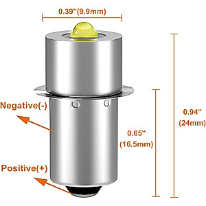 JESLED Upgrade LED Flashlight Bulb, 12V 18V DC3.5-24V, 3W PR2 P13.5S Maglite LED Conversion Kit for Ryobi Milwaukee Craftsman Lamp, 6000K Bright White Maglight Bulbs Replacement 2 Pack