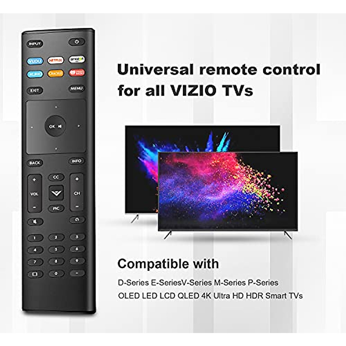 Universal Remote-Control for Vizio Smart-TV, Remote-XRT136-Replacement Compatible with LED LCD HDTV 4K UHD and More TVs …