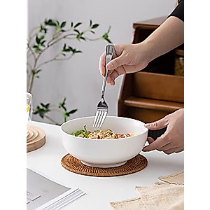 Kanwone Large Serving Bowls - 52 Ounce, Porcelain Salad Bowls, Pasta, Soup Bowls, Set of 2, Serving Dishes for Entertaining, Microwave and Dishwasher Safe, Matte White