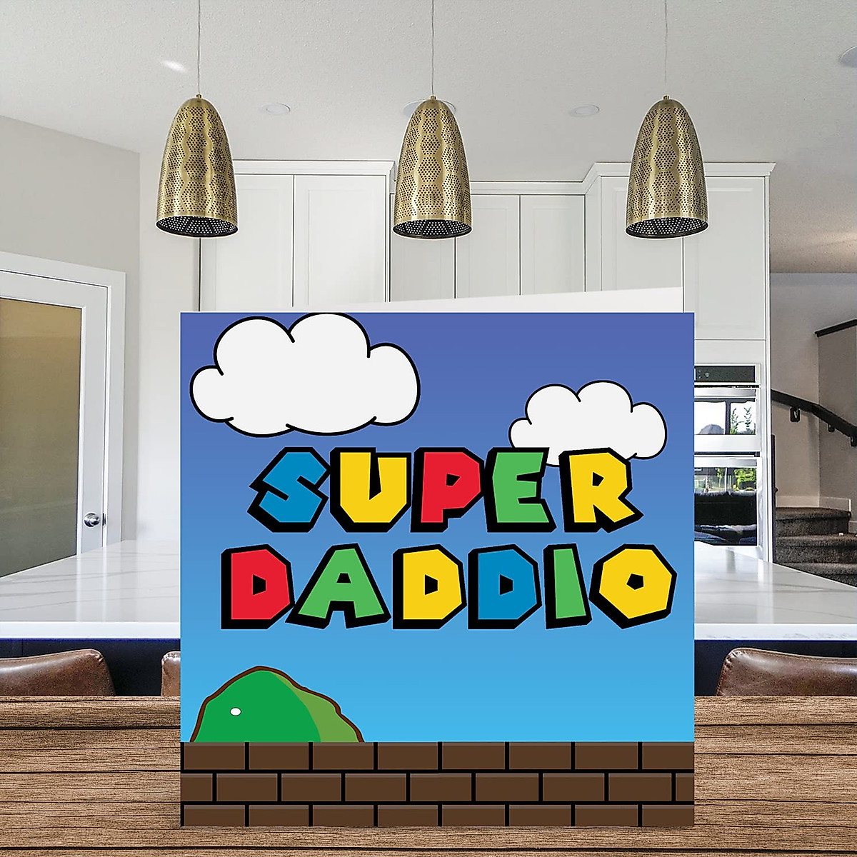 Stuff4 Super Daddio Greeting Card, Video Game Gamer Papa Fun Birthday Card for Dad, 5.7x5.7 Inch, Blank Inside