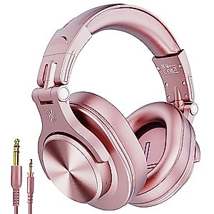 OneOdio A70 Bluetooth Over Ear Headphones for Women and Girls, Pink DJ Headphones, Wired Wireless Recording Headsets, Shareport, Stereo Jack for Guitar Amp Computer PC Tablet (Rose Gold)