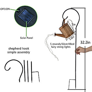 Solar Watering can with Garden Decor Lights,Retro Waterproof Copper Solar Twinkle Lights for Outdoor,Pathway,Yard, Deck,Patio,Walkway,Lawn,Courtyard Party Art Decorations(Large)