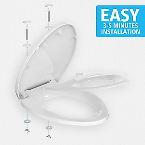 MUNNAR CR107 Toilet Seat with Toddler Seat Built in, Potty Training Toilet Seat, with Slow Close and Magnet, Easy Cleaning, for Toddlers, Children and Adults, Elongated, White, 18.5"