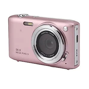 Teens Small Camera, 58MP 2.88 Inch IPS Screen 4K Digital Camera Automatic Beauty Mode 16X Zoom Slim and Lightweight for Vlogging (Pink)